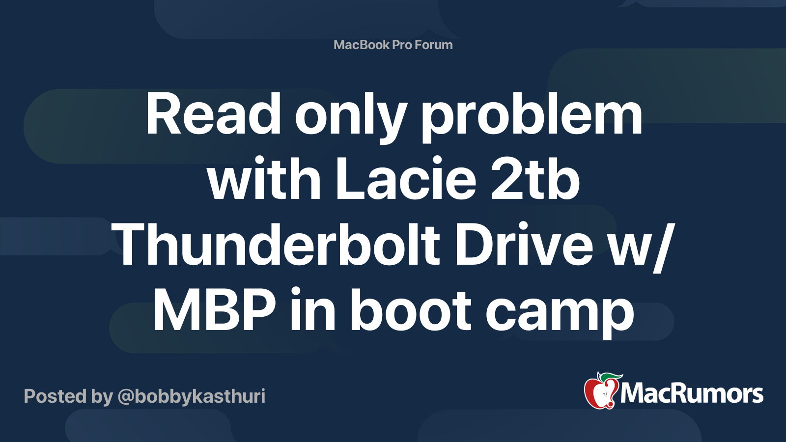 Read only problem with Lacie 2tb Thunderbolt Drive w/ MBP in boot camp | MacRumors Forums