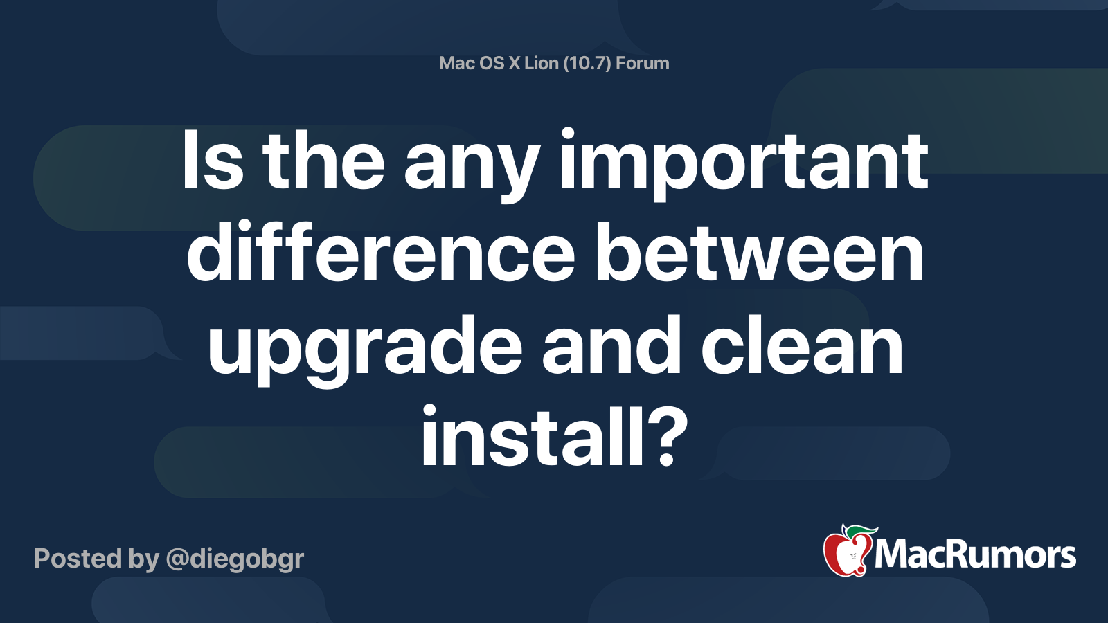 Is the any important difference between upgrade and clean install? | MacRumors Forums