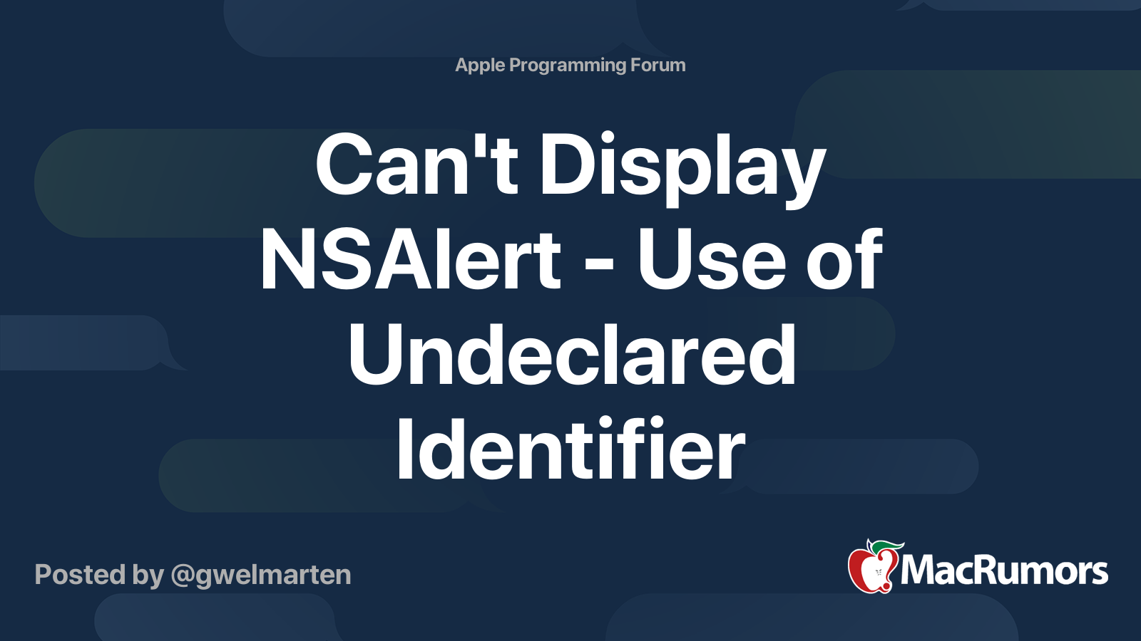 Can't Display NSAlert - Use of Undeclared Identifier | MacRumors Forums