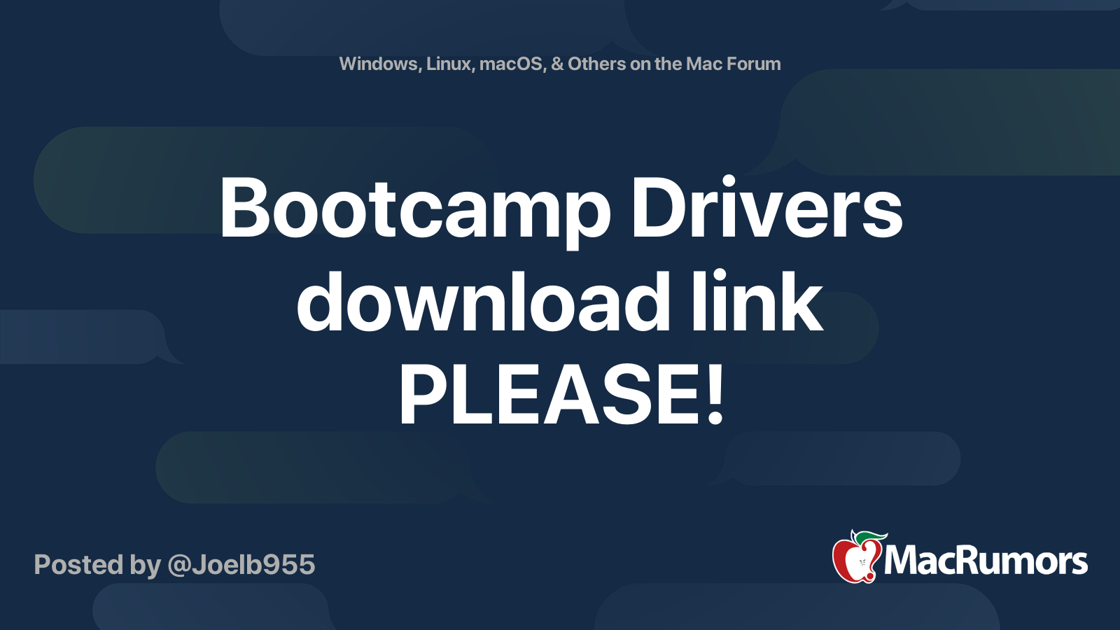 Bootcamp Drivers download link PLEASE! | MacRumors Forums