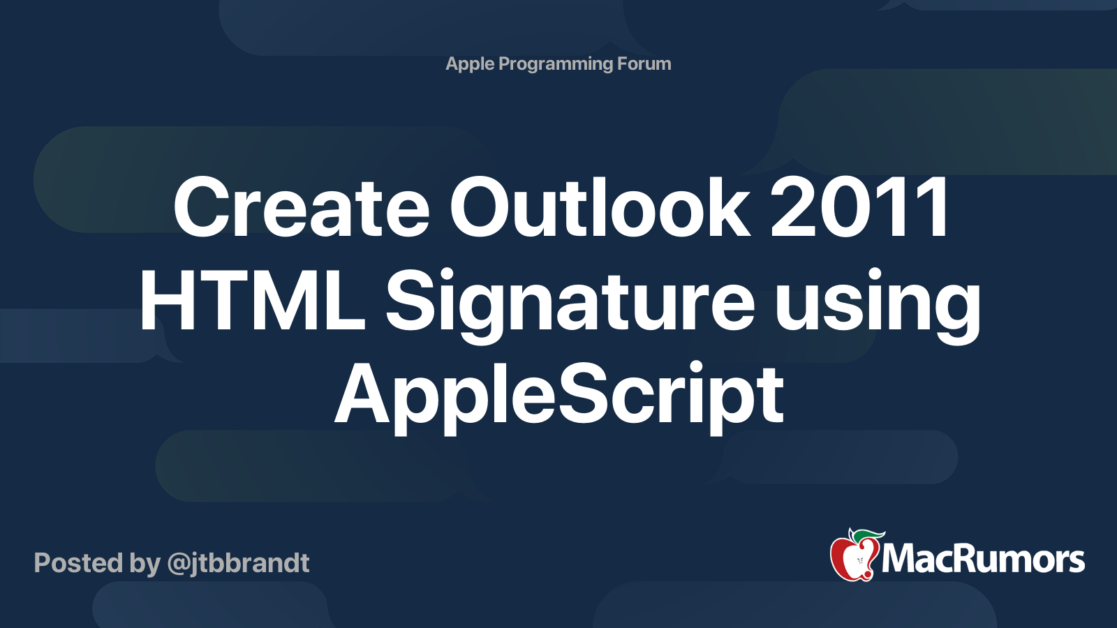 Create Outlook 2011 Html Signature Using Applescript Macrumors Forums 