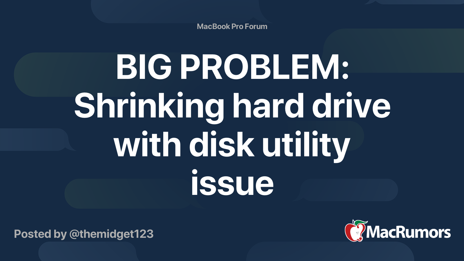 BIG PROBLEM: Shrinking hard drive with disk utility issue | MacRumors Forums