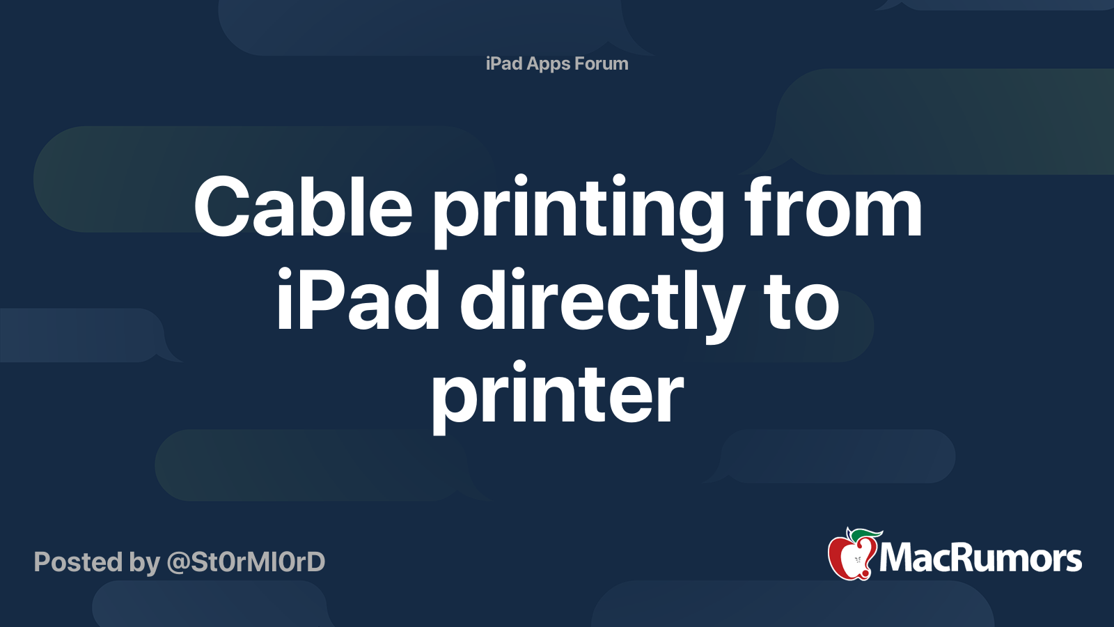 Cable printing from iPad directly to printer | MacRumors Forums