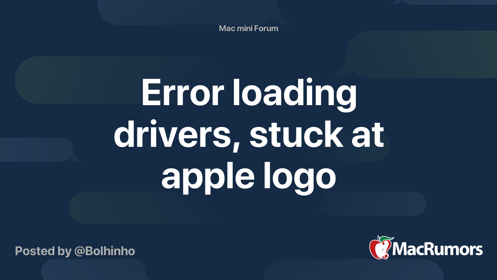 Error loading drivers, stuck at apple logo | MacRumors Forums