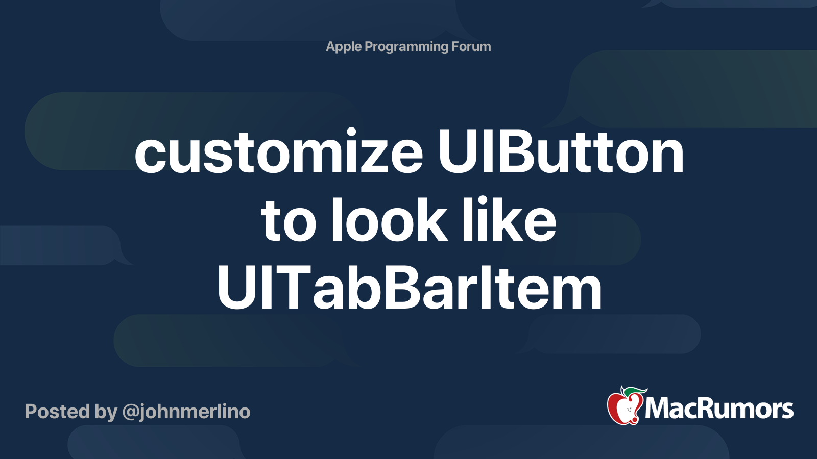 Customize Uibutton To Look Like Uitabbaritem Macrumors Forums