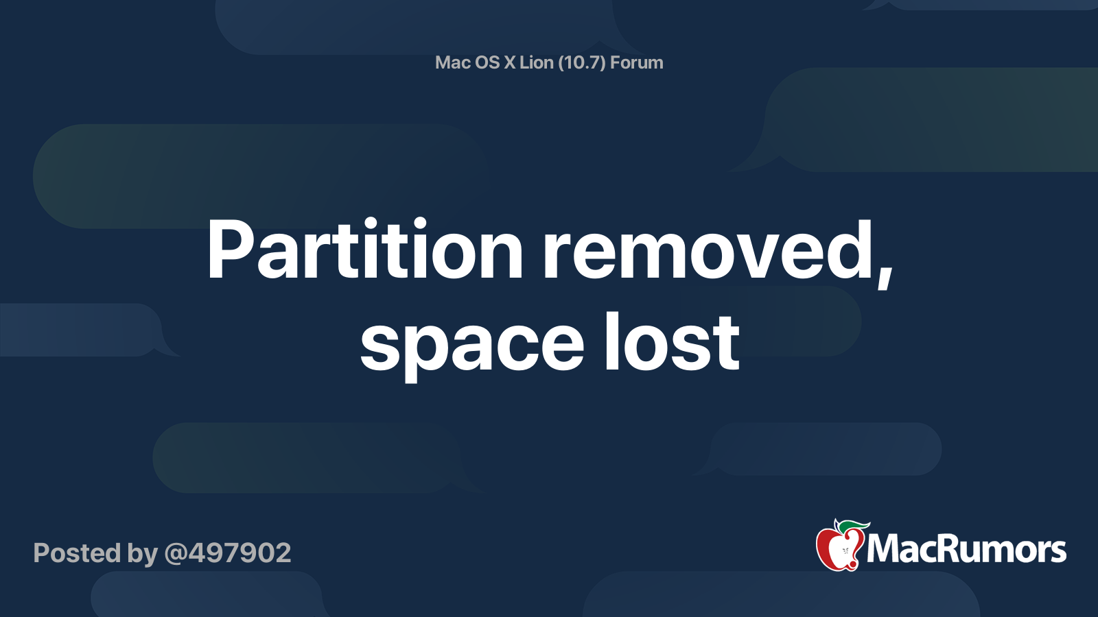 Partition removed, space lost | MacRumors Forums