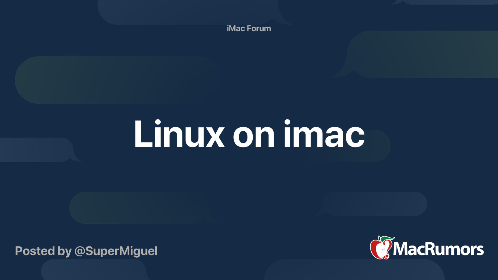 Linux on imac | MacRumors Forums