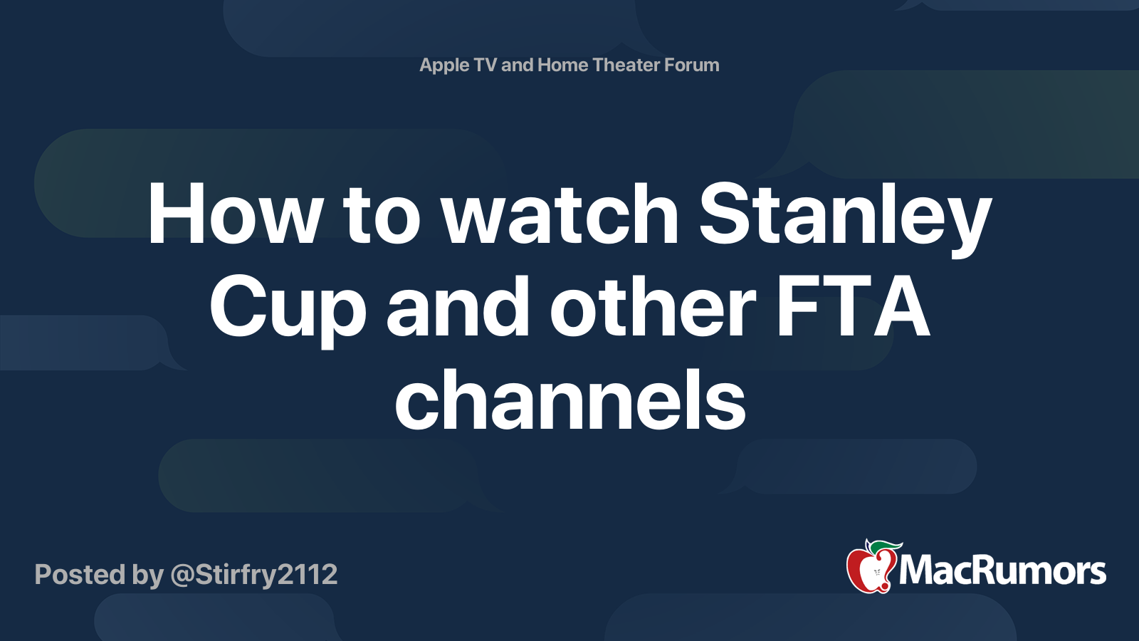 How to watch Stanley Cup and other FTA channels | MacRumors Forums