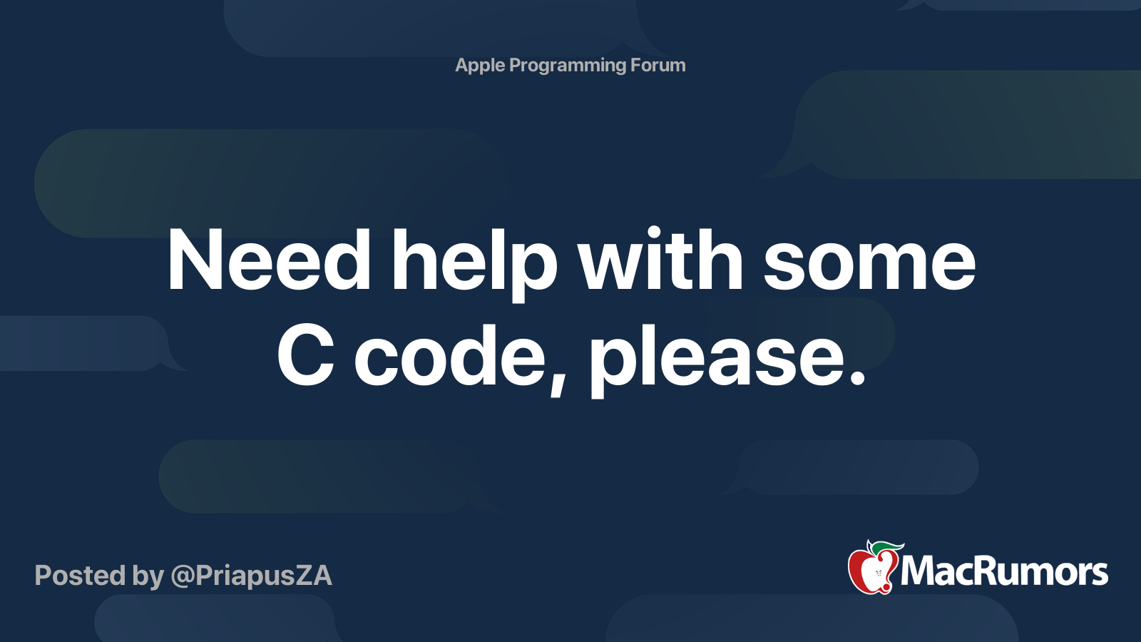 Need Help With Some C Code Please Macrumors Forums 0989