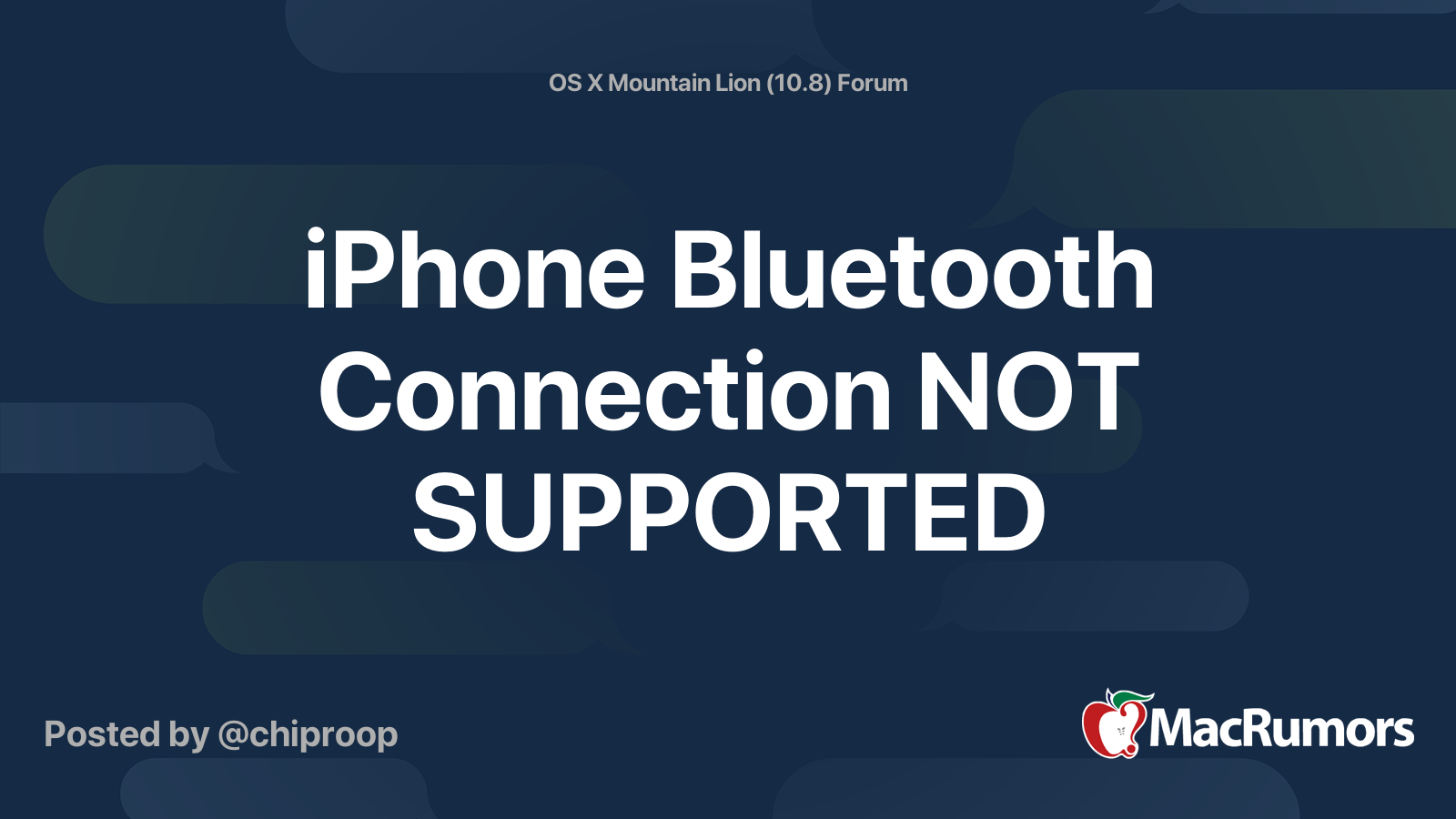iPhone Bluetooth Connection NOT SUPPORTED | MacRumors Forums