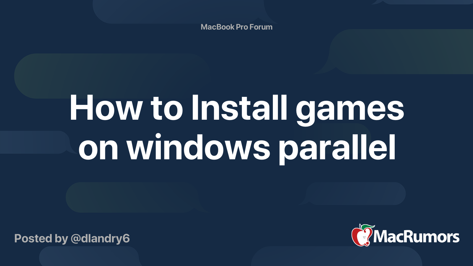 How to Install games on windows parallel | MacRumors Forums