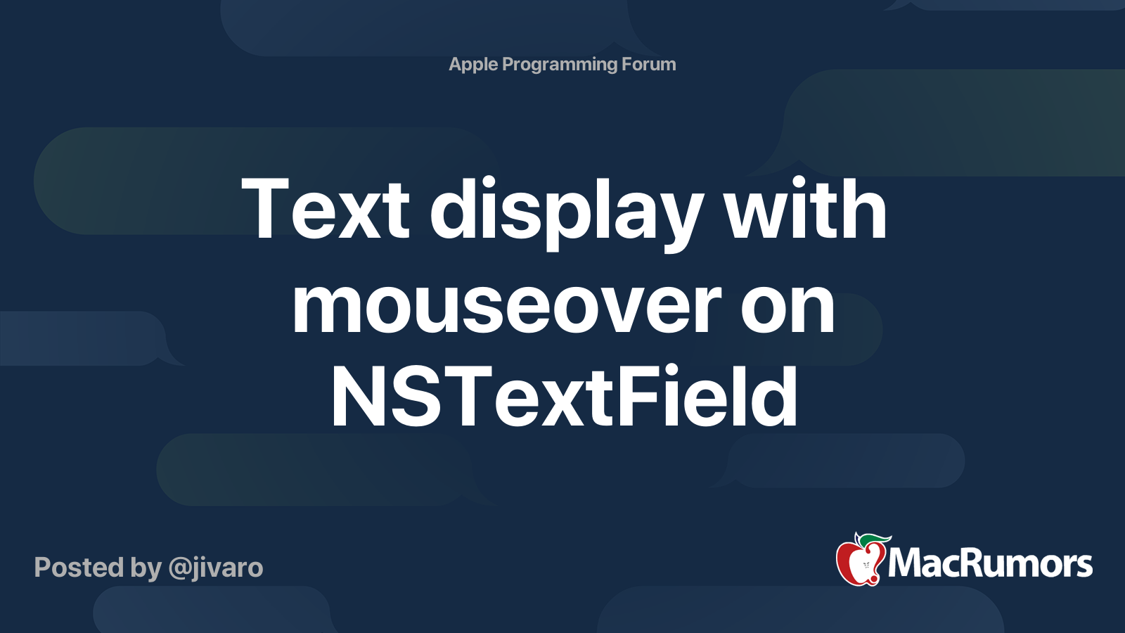 Text display with mouseover on NSTextField | MacRumors Forums