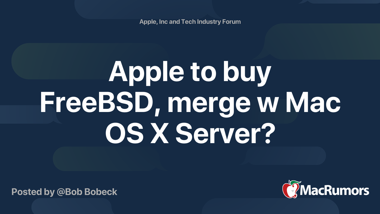 Apple to buy FreeBSD, merge w Mac OS X Server? | MacRumors Forums