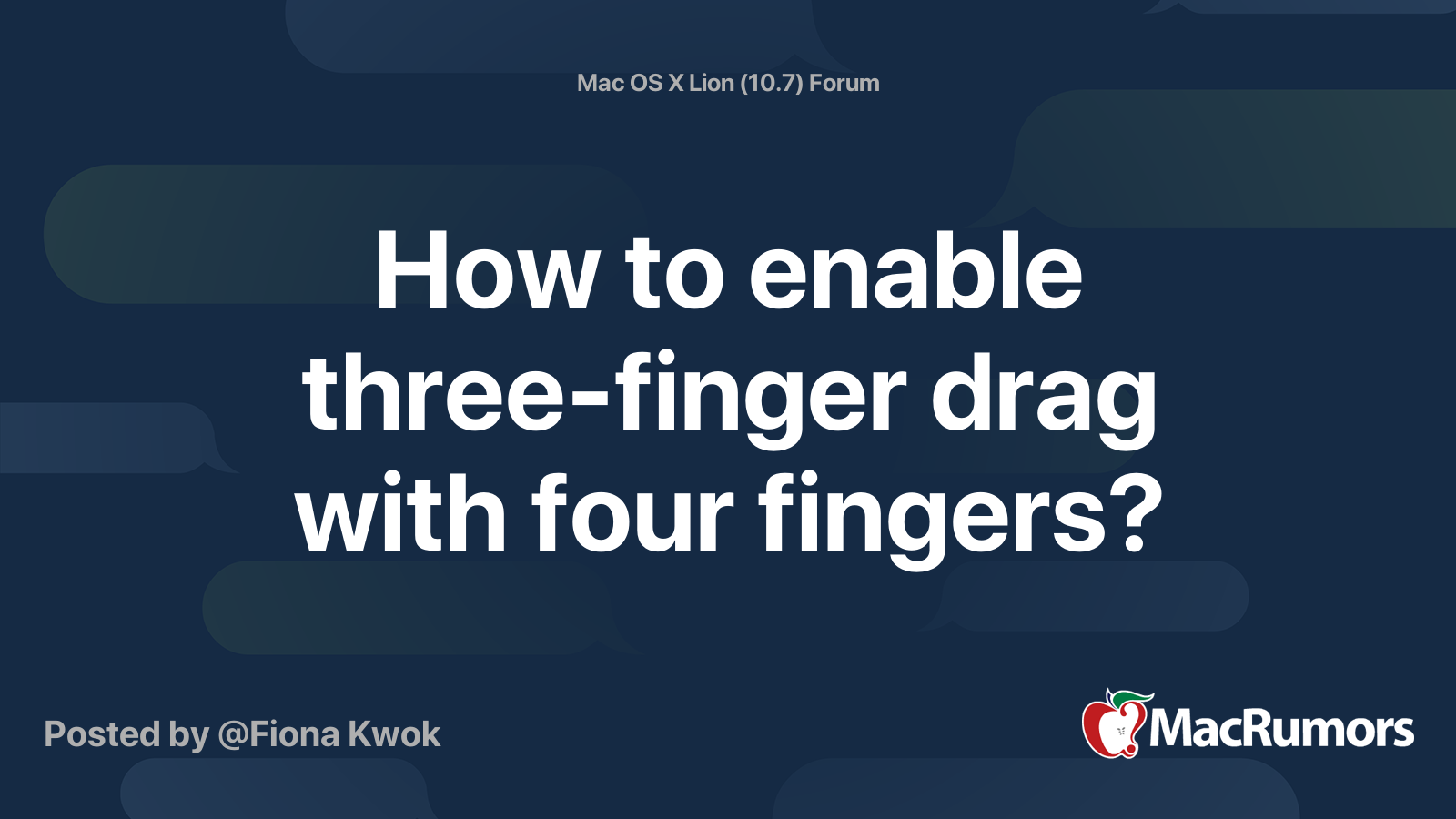 How to enable three-finger drag with four fingers? | MacRumors Forums