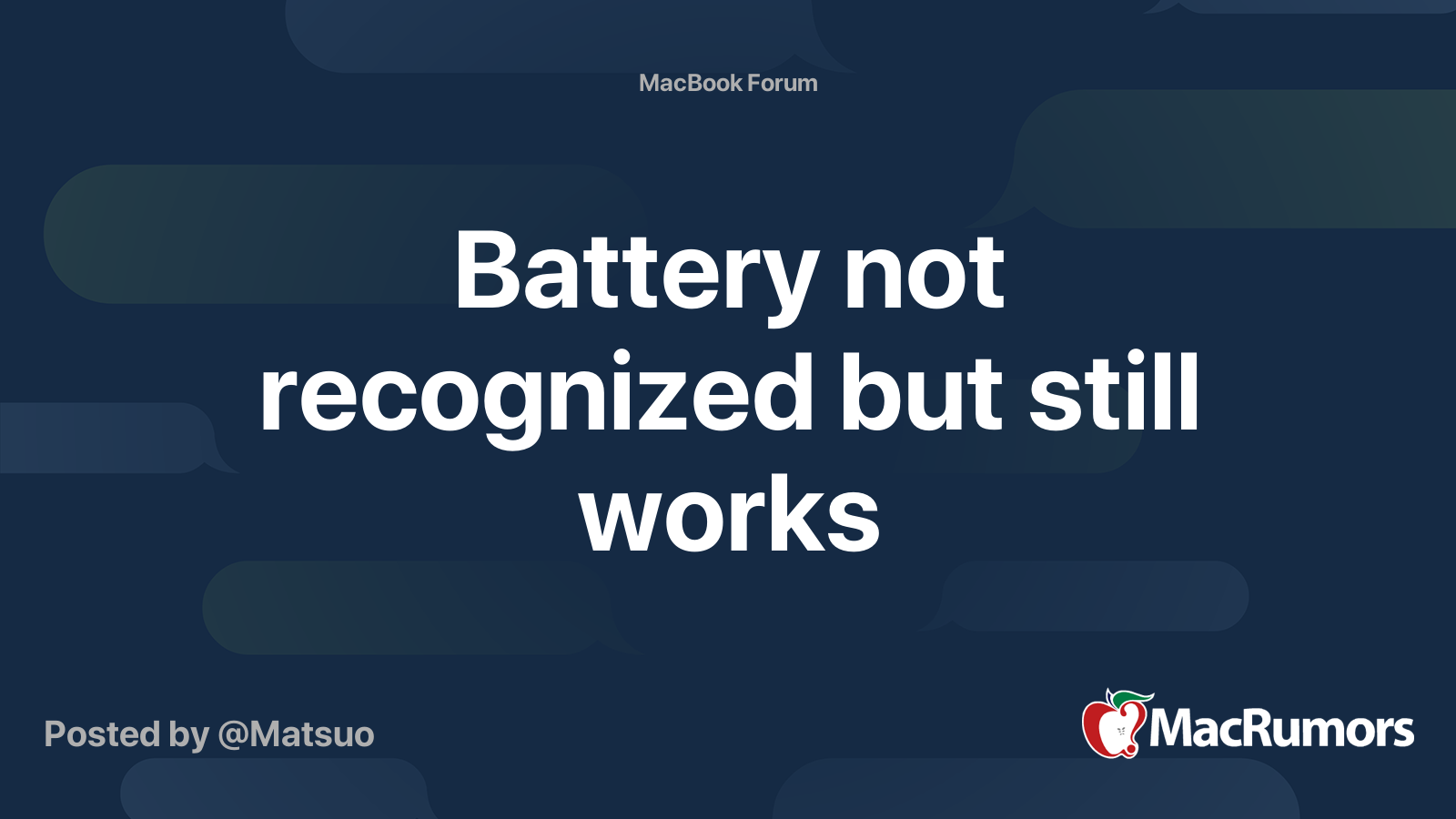 Battery not recognized but still works | MacRumors Forums