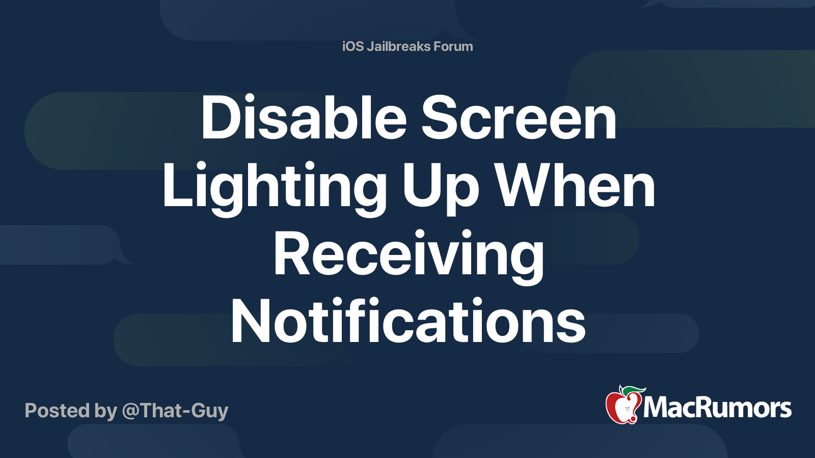 Disable Screen Lighting Up When Receiving Notifications | MacRumors Forums