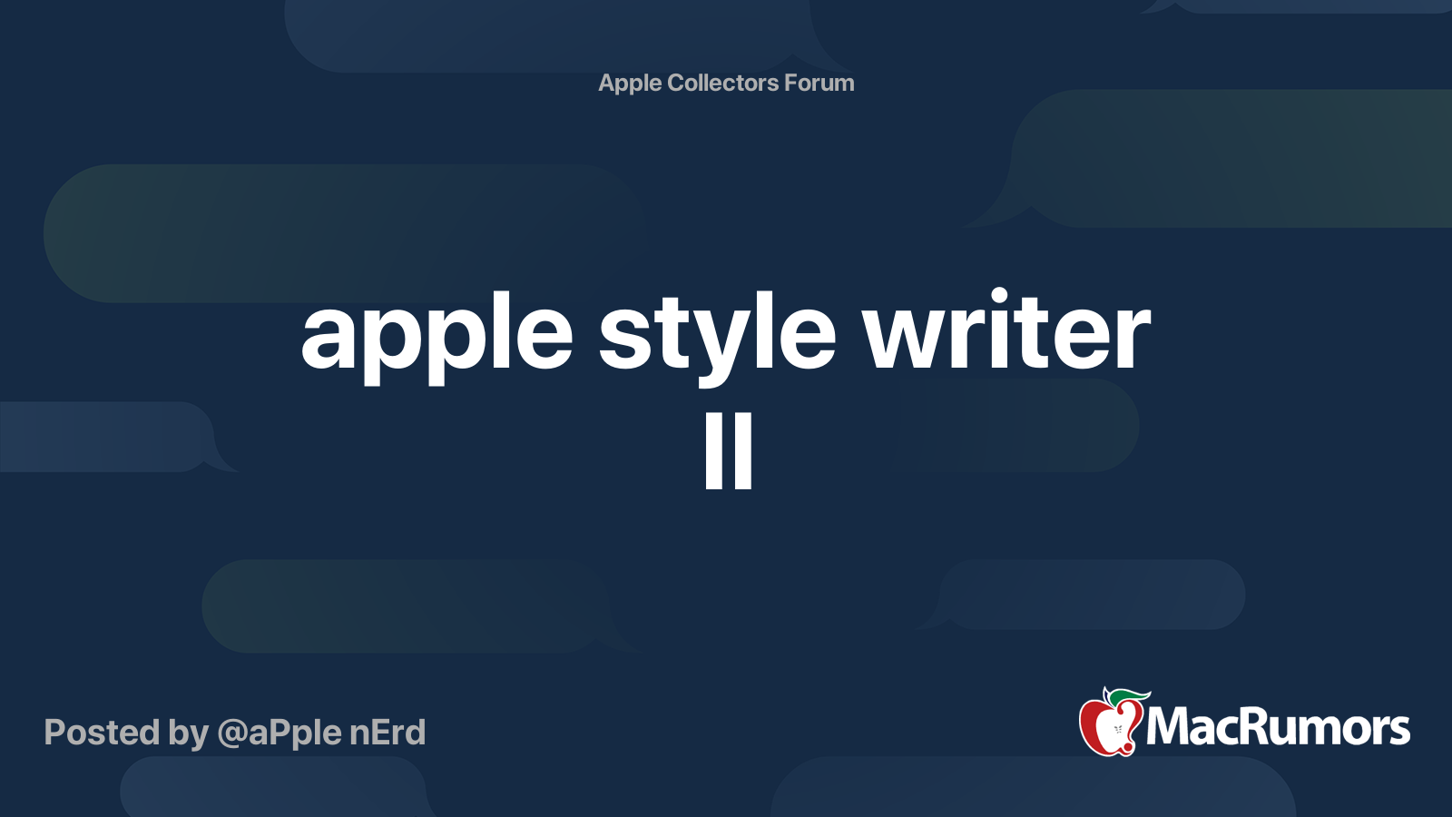 apple style writer II | MacRumors Forums