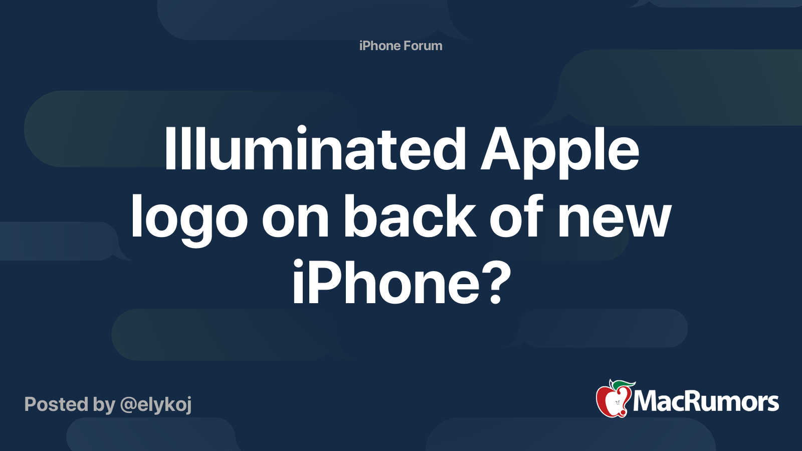 Illuminated Apple logo on back of new iPhone? | MacRumors Forums