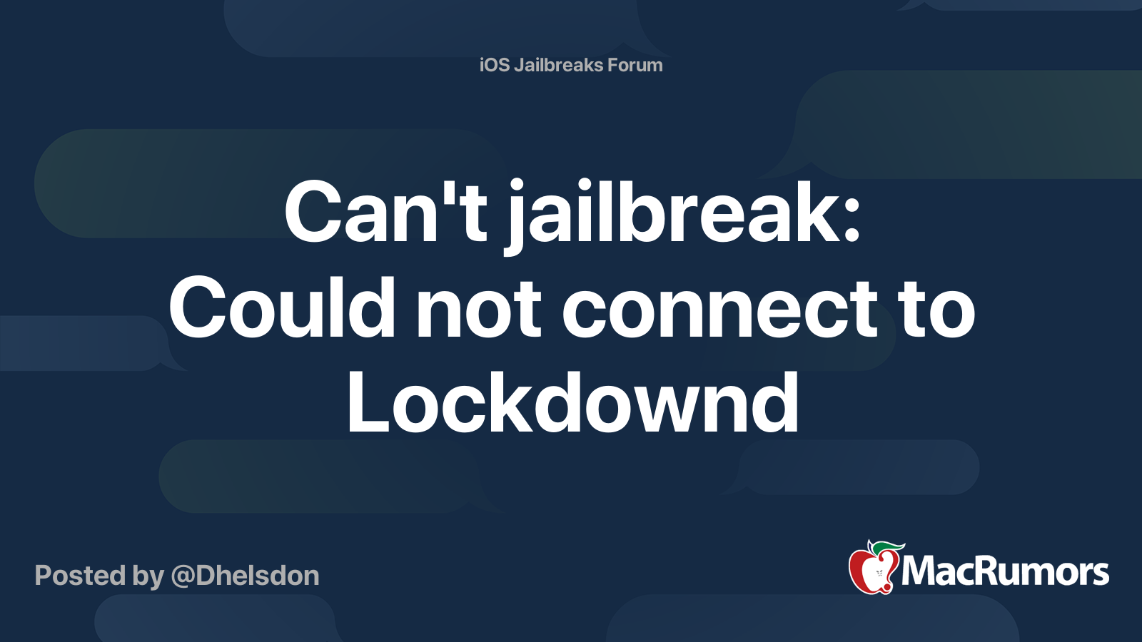 Can T Jailbreak Could Not Connect To Lockdownd Macrumors Forums