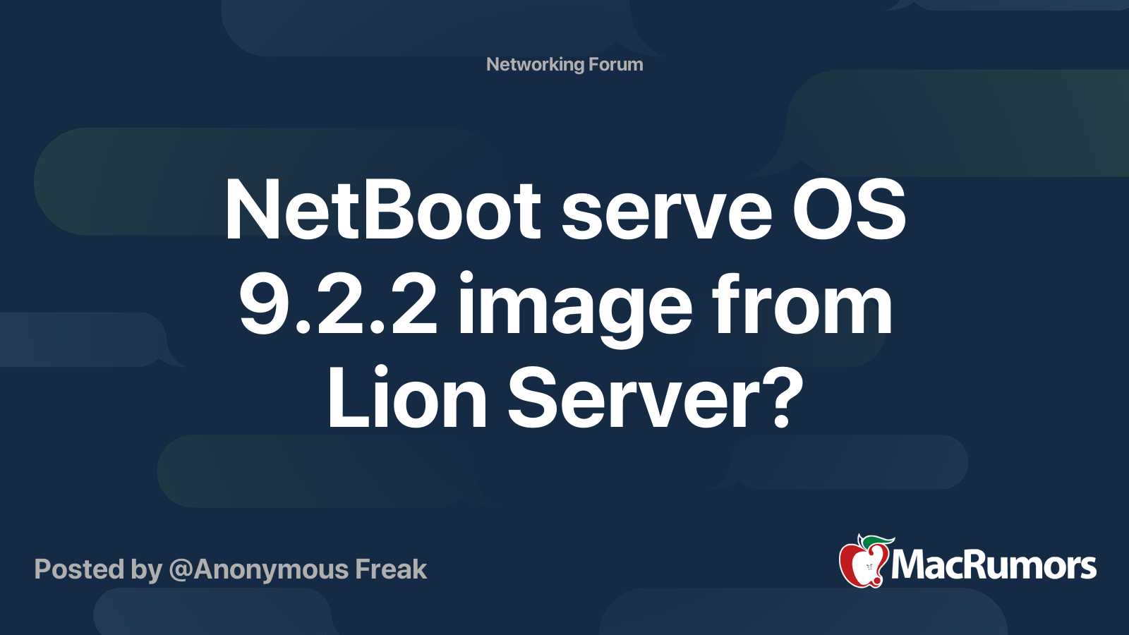 NetBoot serve OS 9.2.2 image from Lion Server? | MacRumors Forums