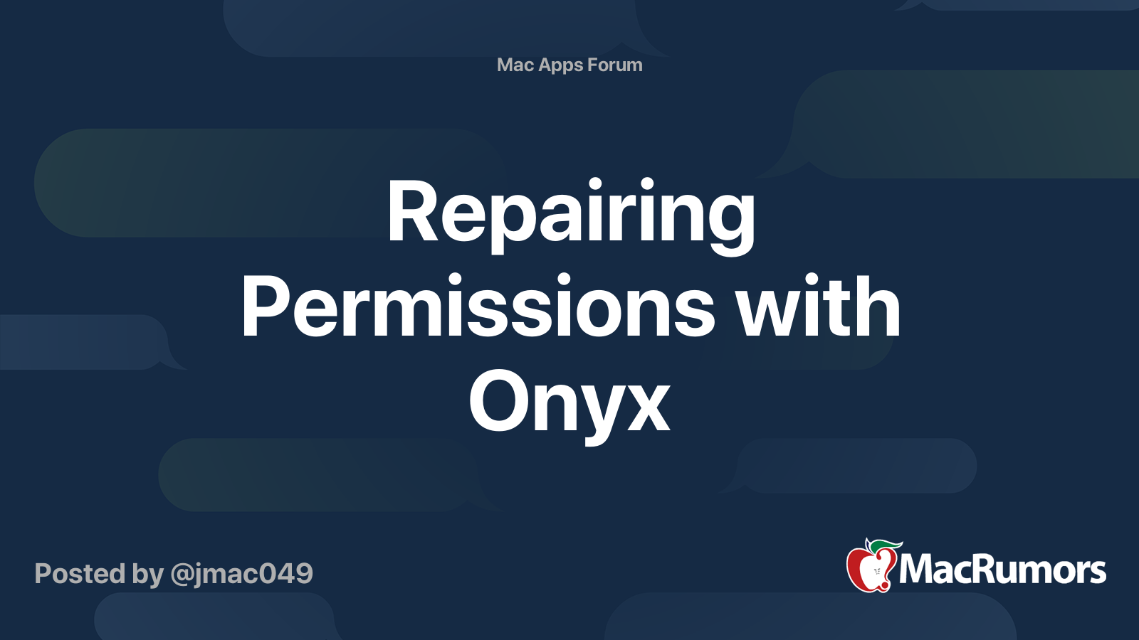 Repairing Permissions with Onyx | MacRumors Forums