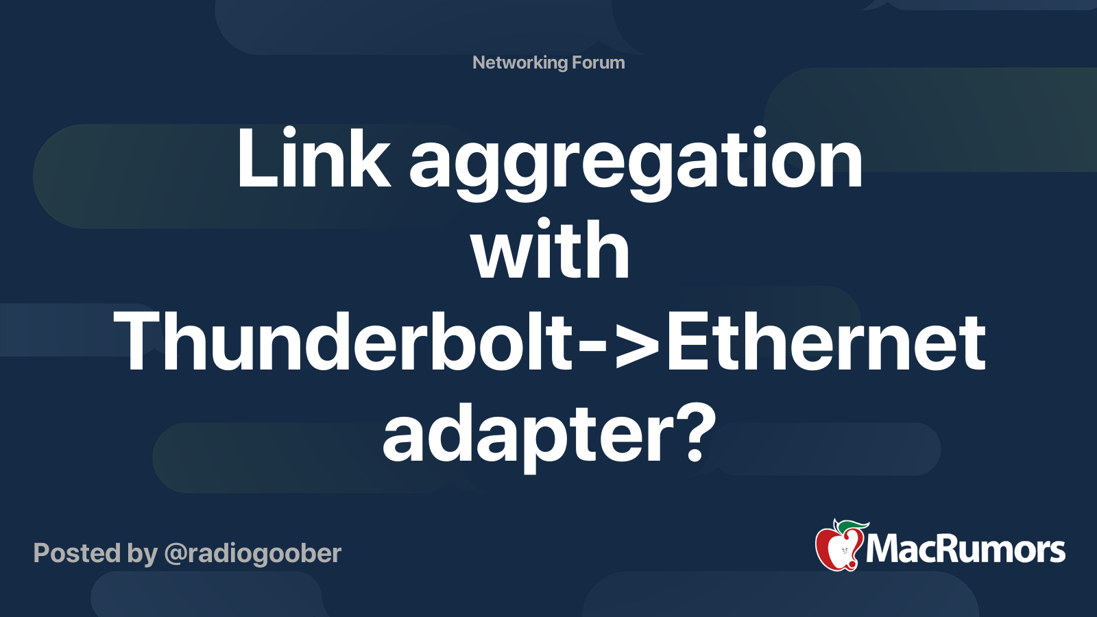Link aggregation with Thunderbolt->Ethernet adapter? | MacRumors Forums