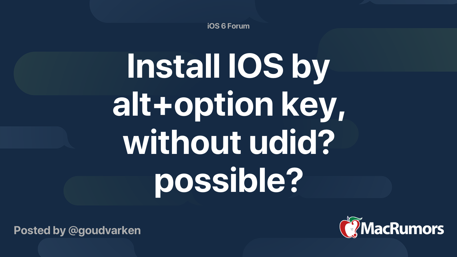 Install IOS by alt+option key, without udid? possible? | MacRumors Forums