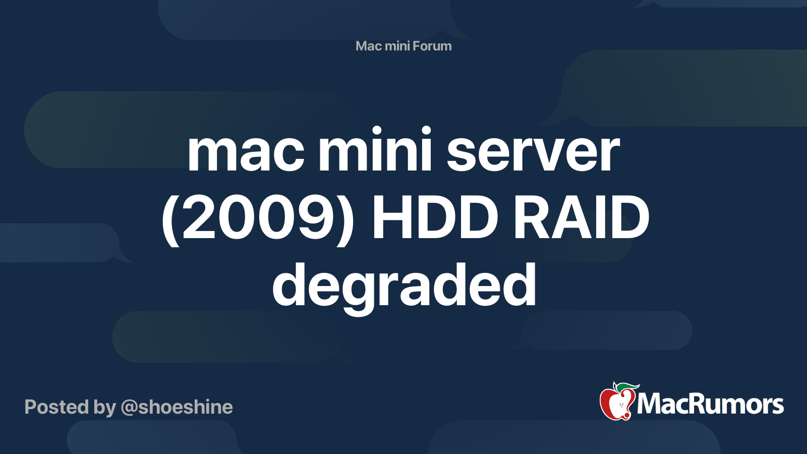 mac mini server (2009) HDD RAID degraded | MacRumors Forums