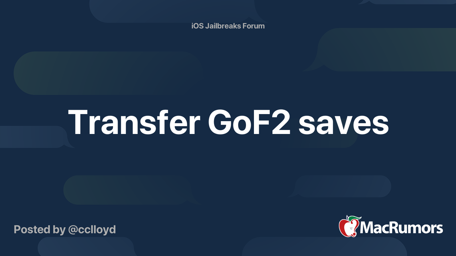 Transfer GoF2 saves | MacRumors Forums