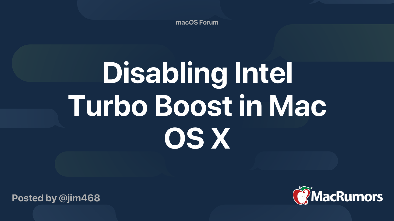 Disabling Intel Turbo Boost in Mac OS X | MacRumors Forums