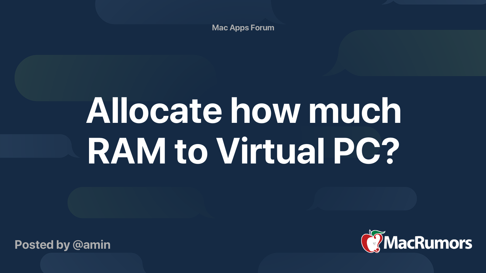 Allocate how much RAM to Virtual PC? | MacRumors Forums