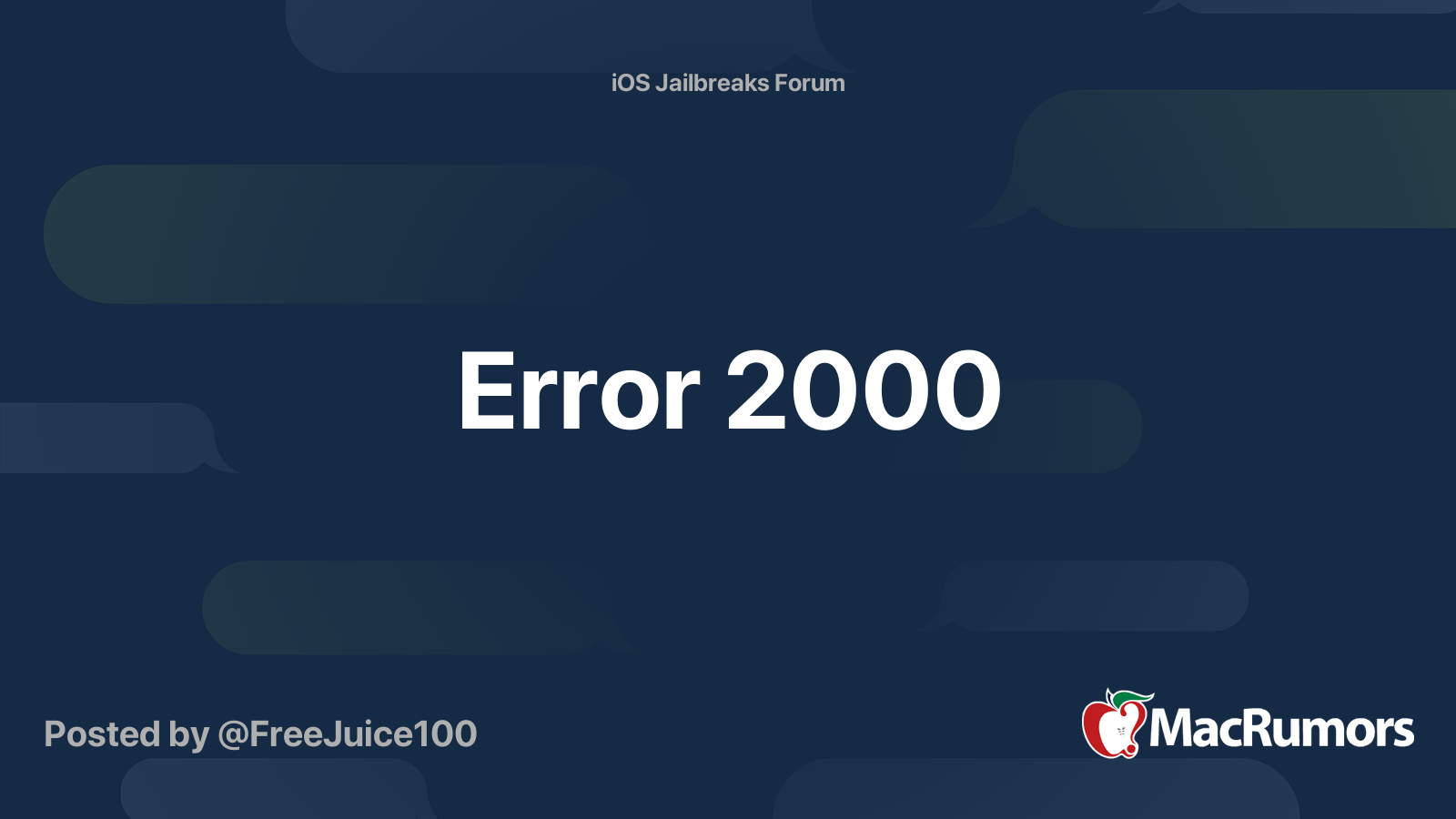 Error 2000 | MacRumors Forums