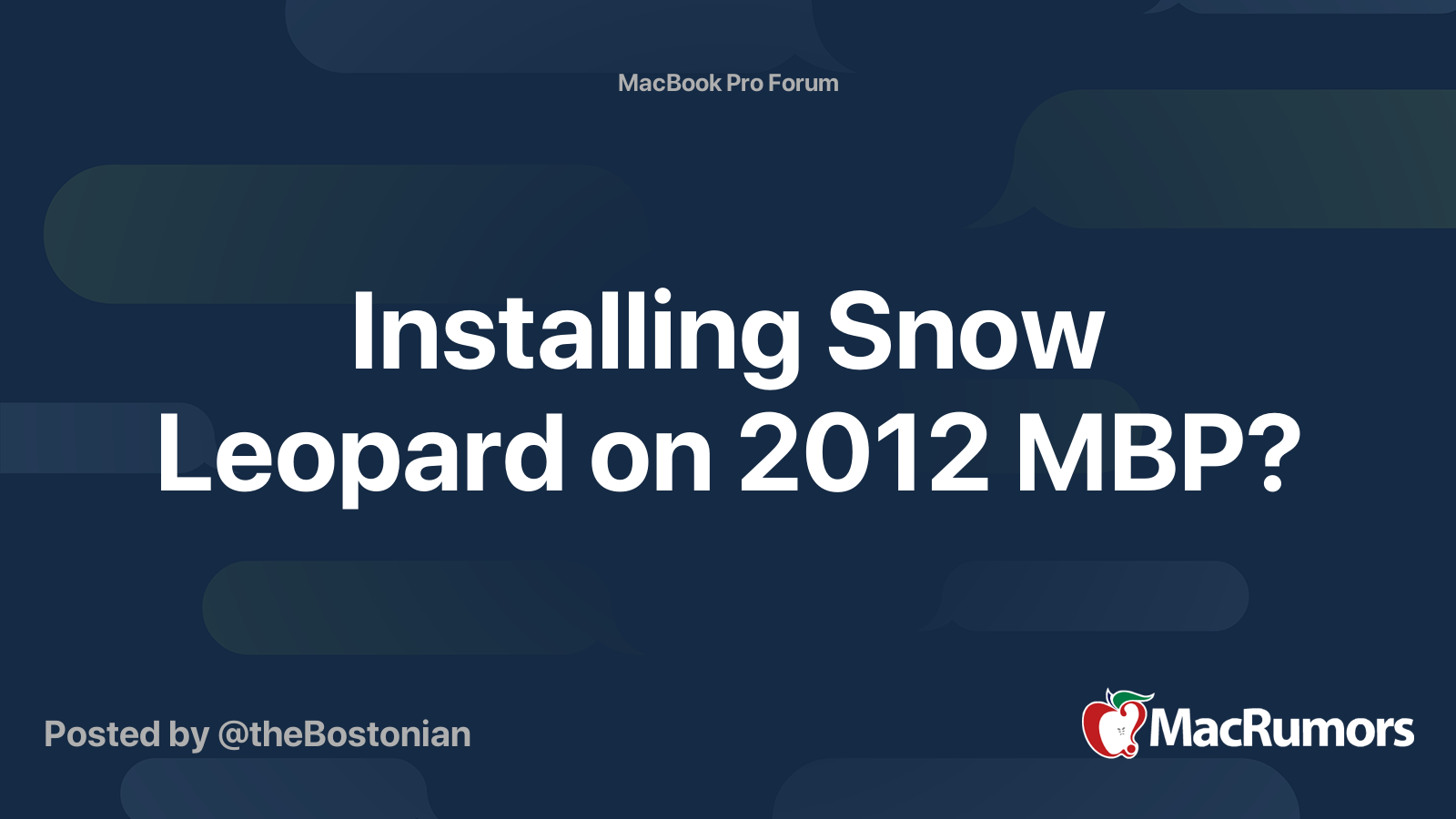 Installing Snow Leopard on 2012 MBP? | MacRumors Forums