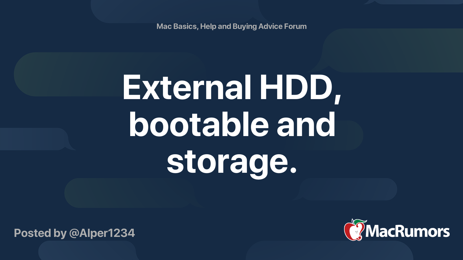 External HDD, bootable and storage. | MacRumors Forums