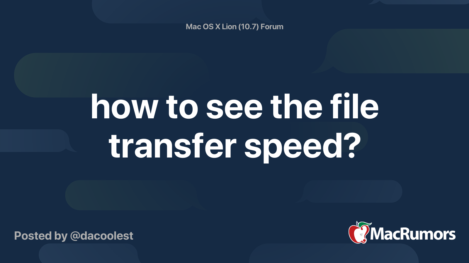 how to see the file transfer speed? | MacRumors Forums