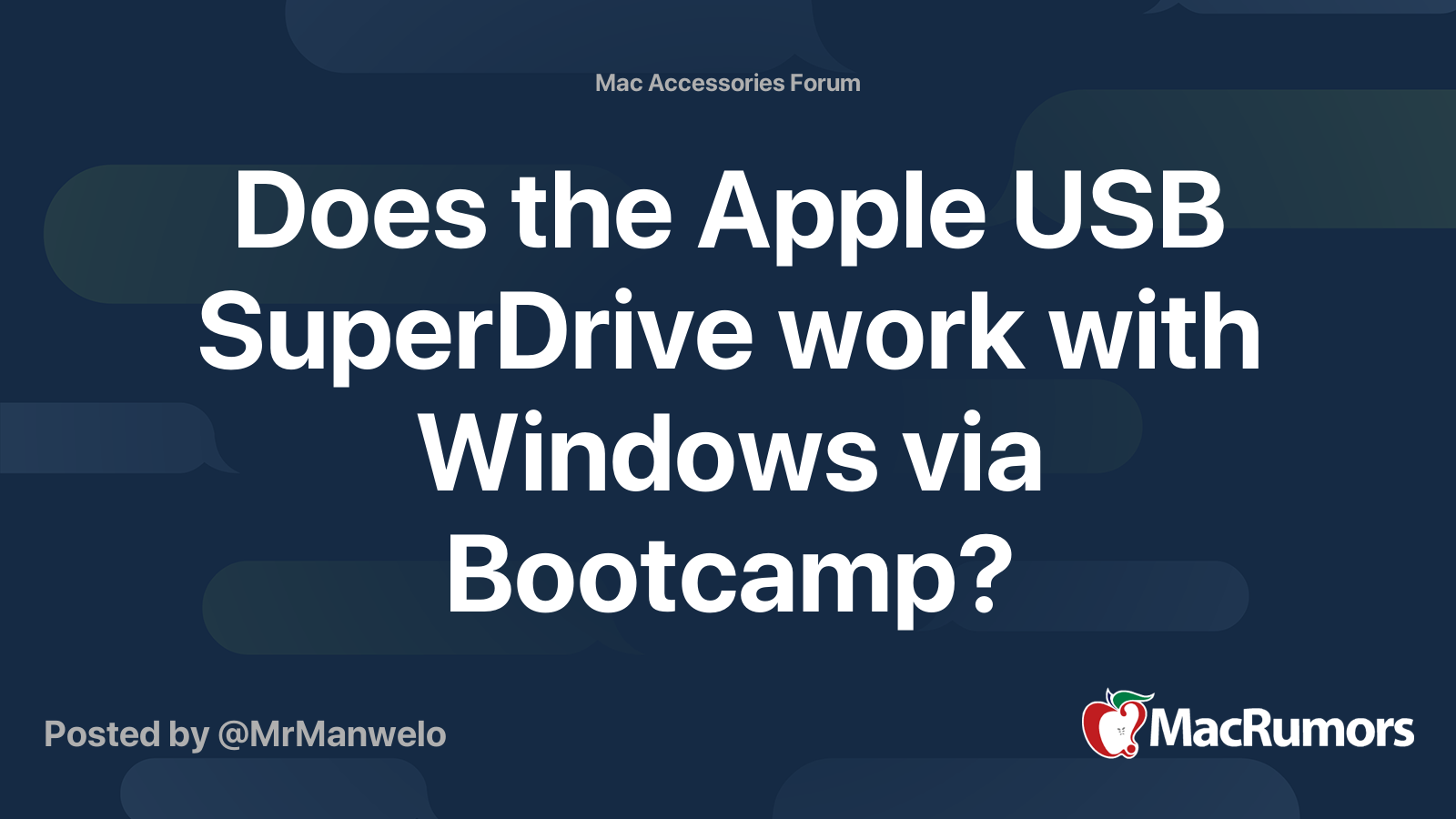 Does the Apple USB SuperDrive work with Windows via Bootcamp? | MacRumors Forums