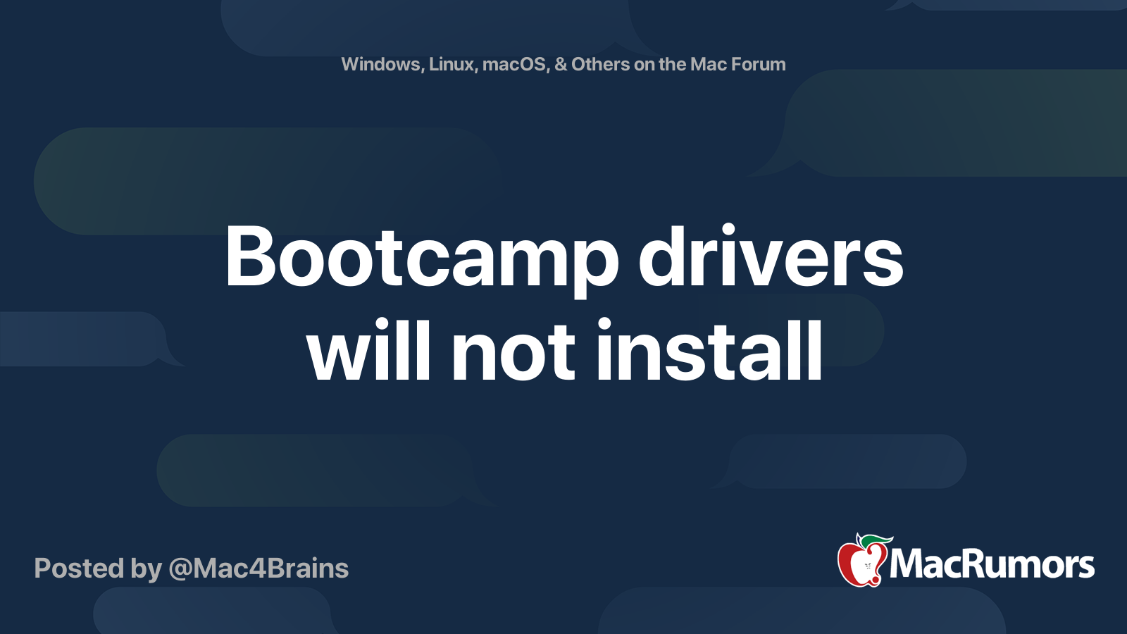 Bootcamp drivers will not install | MacRumors Forums