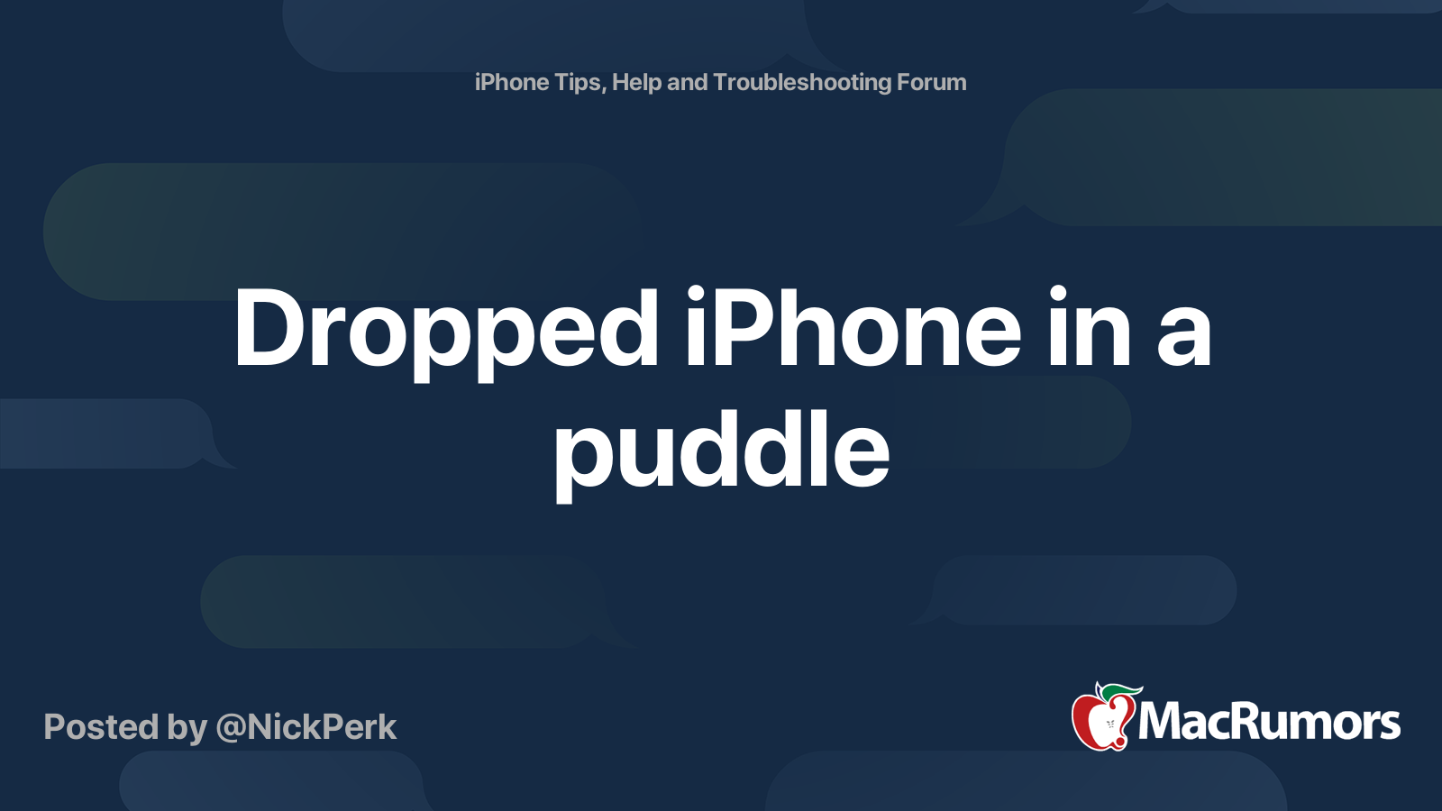 Dropped iPhone in a puddle | MacRumors Forums