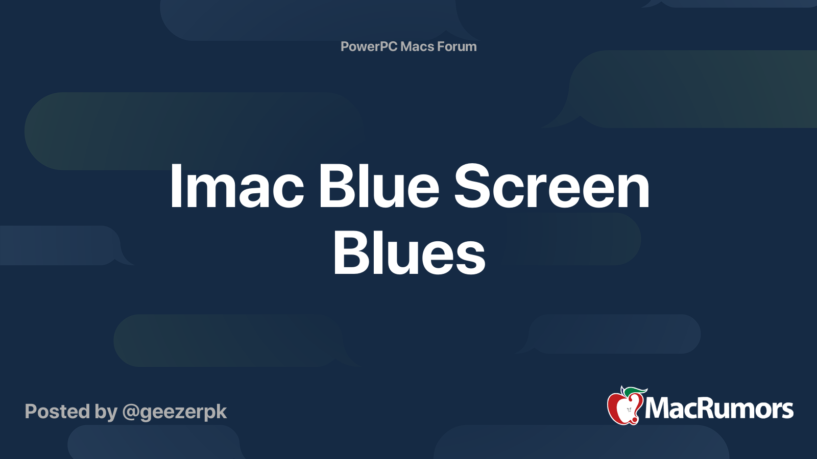 Imac Blue Screen Blues | MacRumors Forums