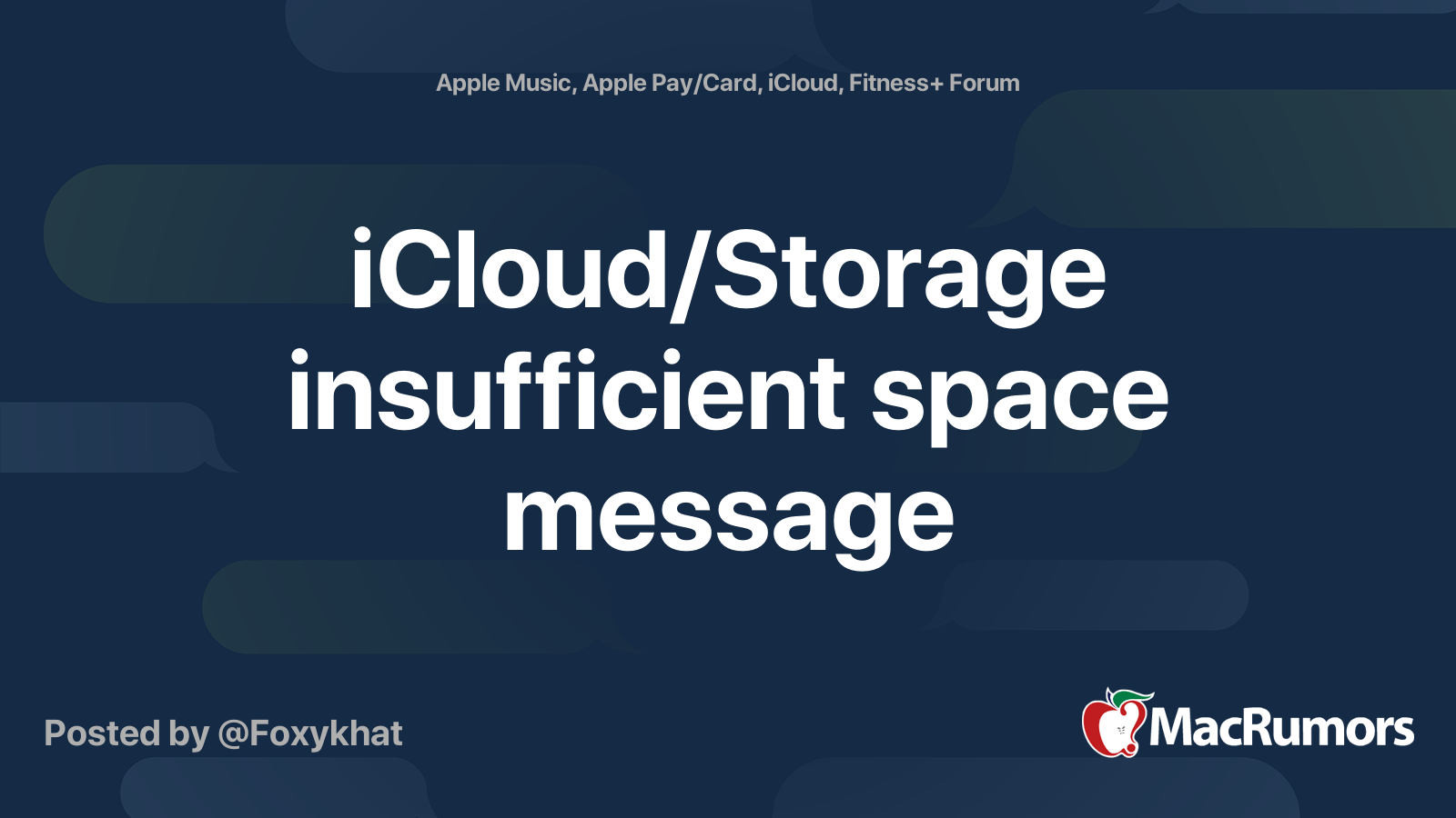 iCloud/Storage insufficient space message | MacRumors Forums