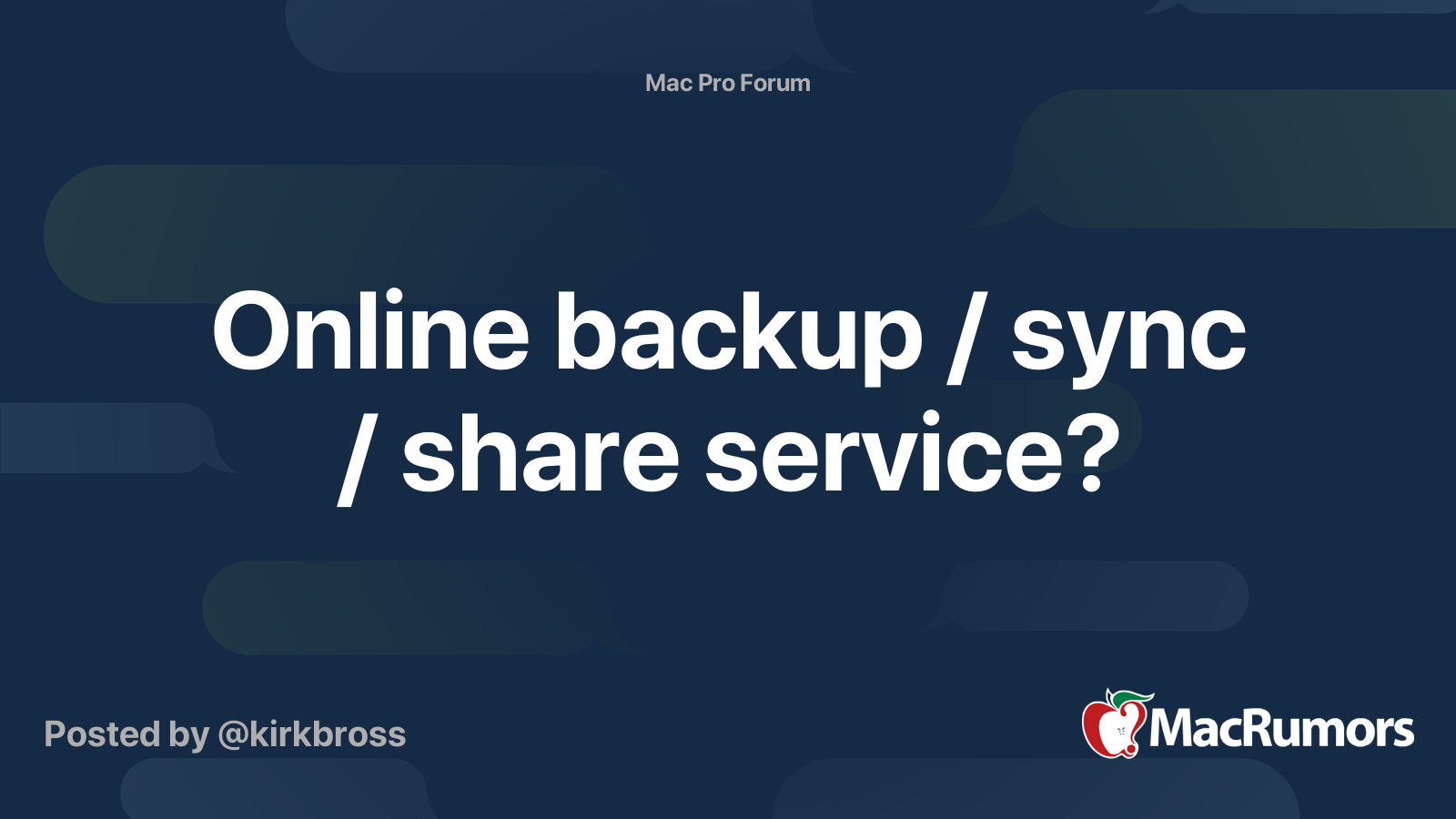 Online backup / sync / share service? | MacRumors Forums
