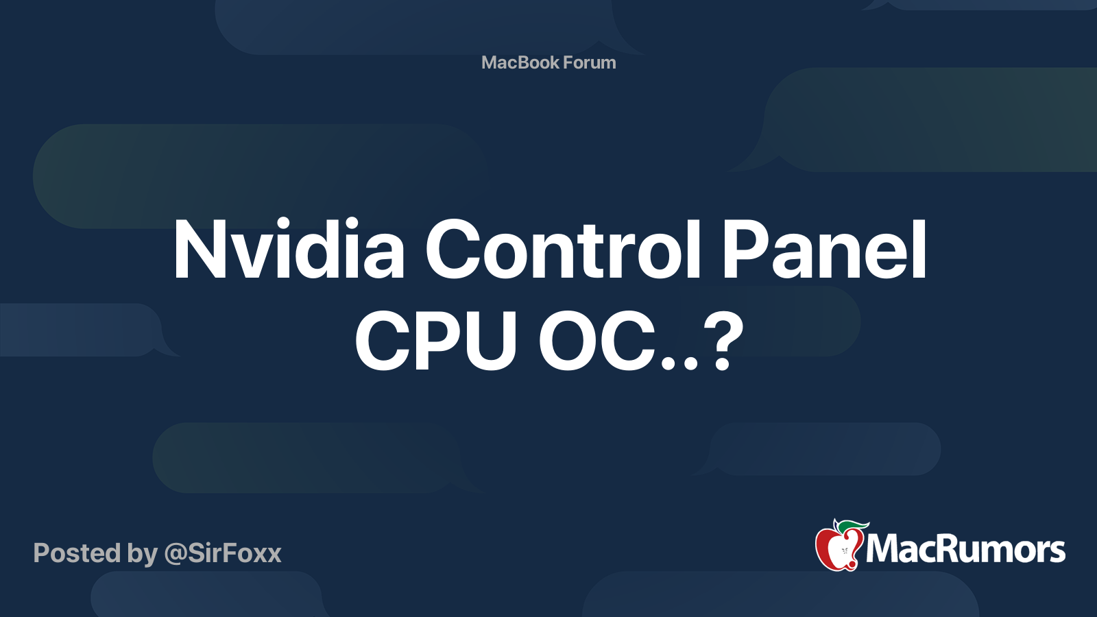 Nvidia Control Panel CPU OC..? | MacRumors Forums