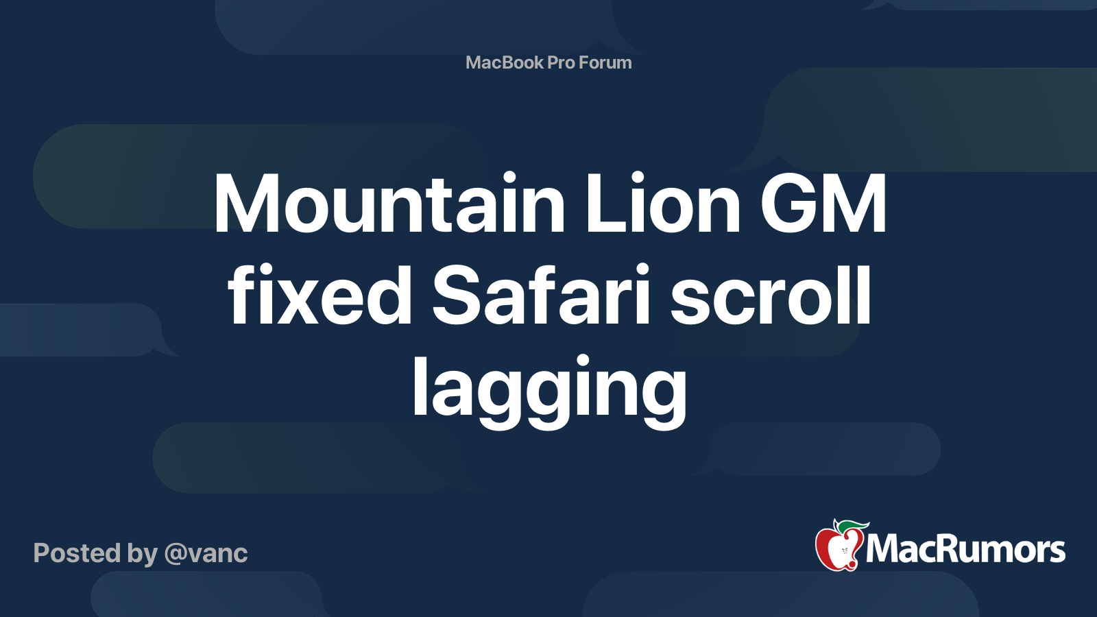 Mountain Lion GM fixed Safari scroll lagging | MacRumors Forums