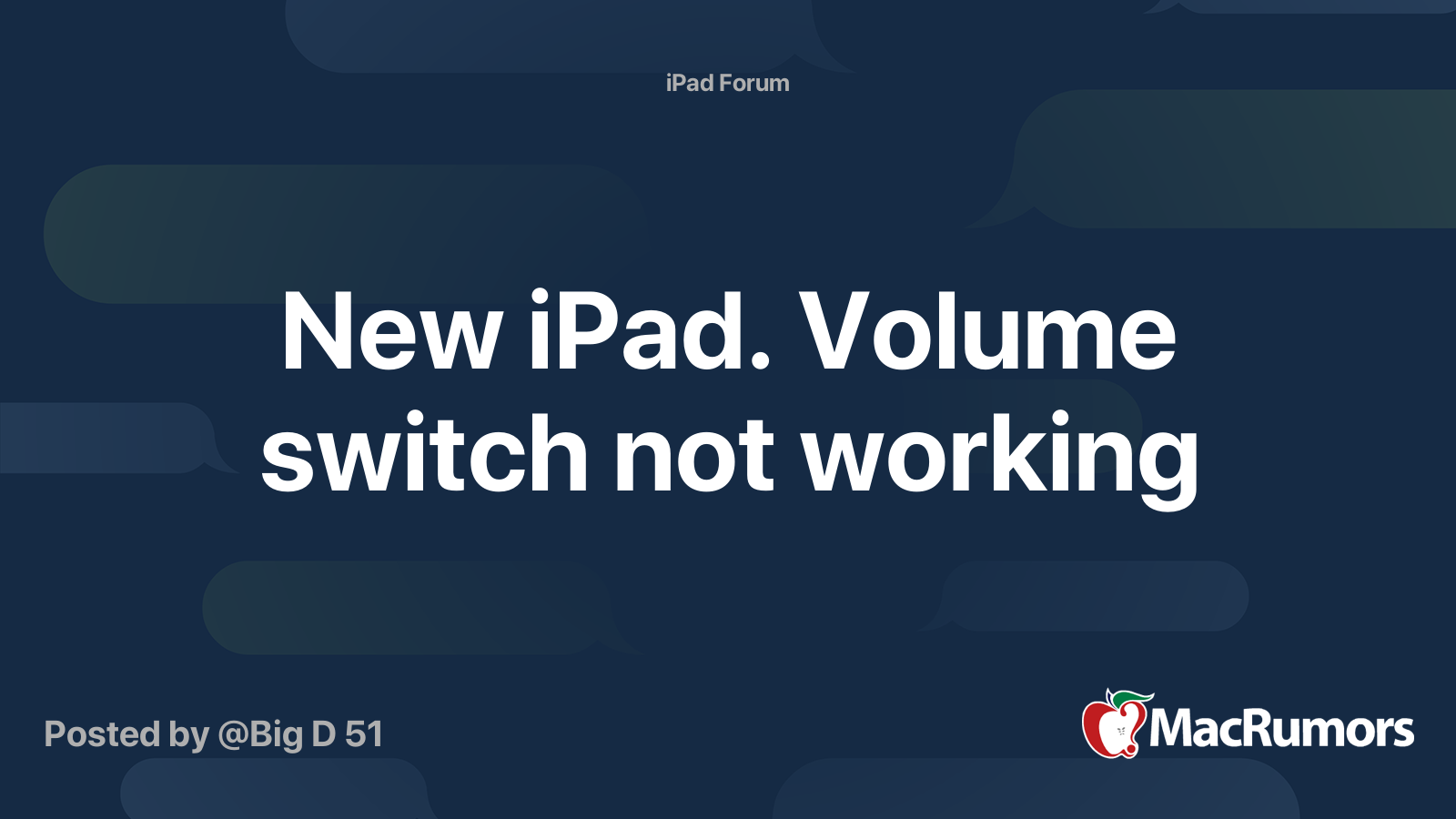 New iPad. Volume switch not working | MacRumors Forums