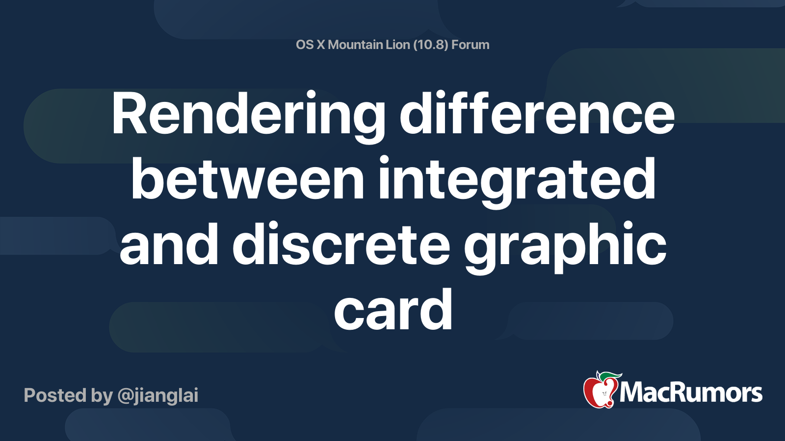 Rendering difference between integrated and discrete graphic card | MacRumors Forums