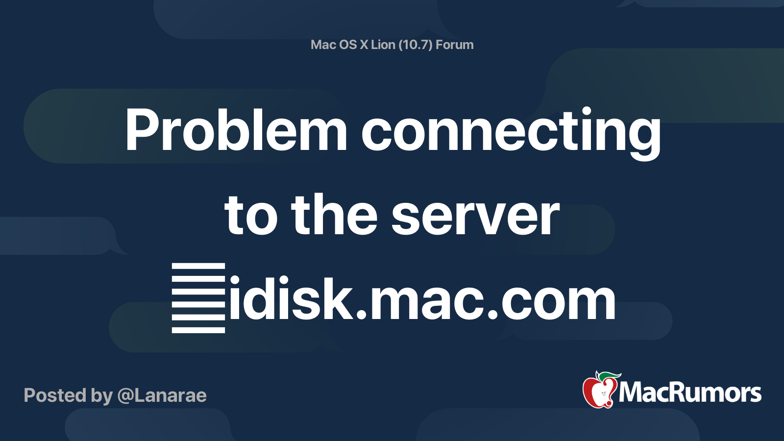 Problem connecting to the server idisk.mac.com | MacRumors Forums