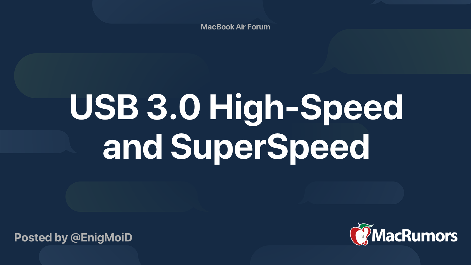 USB 3.0 High-Speed and SuperSpeed | MacRumors Forums
