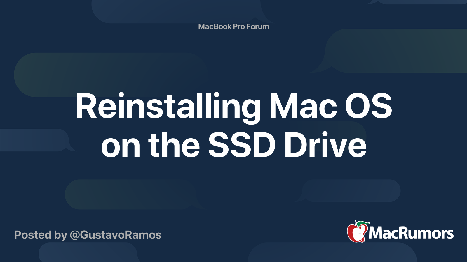 Reinstalling Mac OS on the SSD Drive | MacRumors Forums