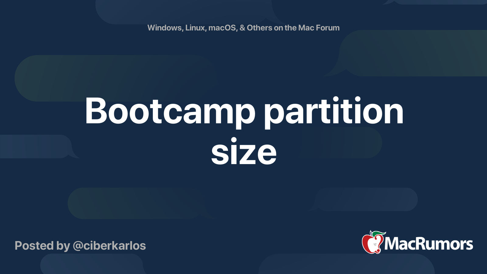 Bootcamp partition size | MacRumors Forums