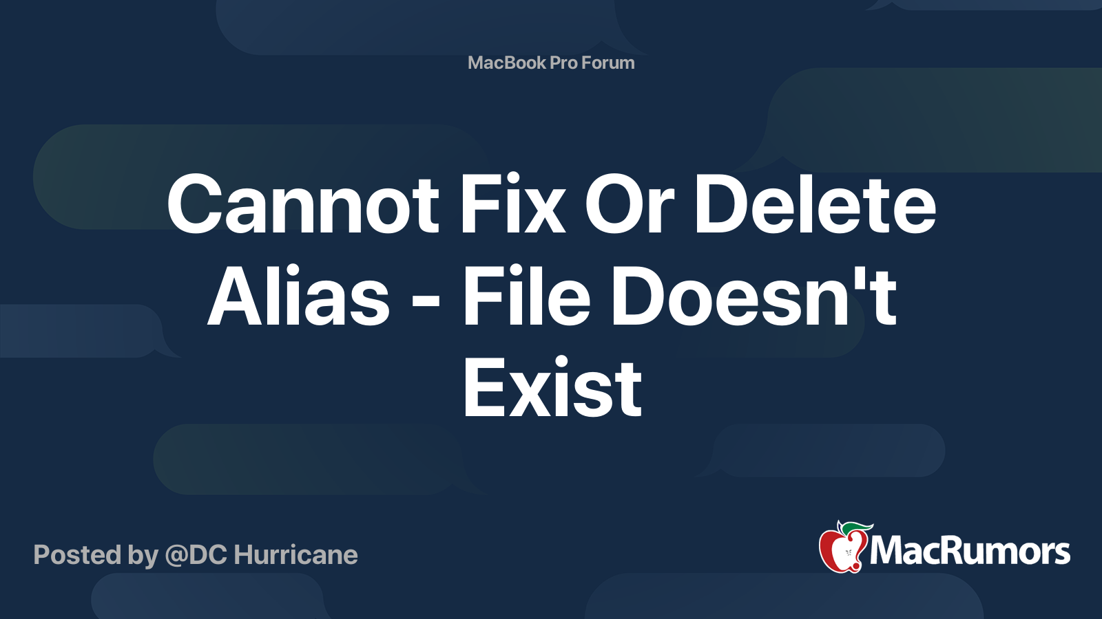 Cannot Fix Or Delete Alias File Doesnt Exist Macrumors Forums 